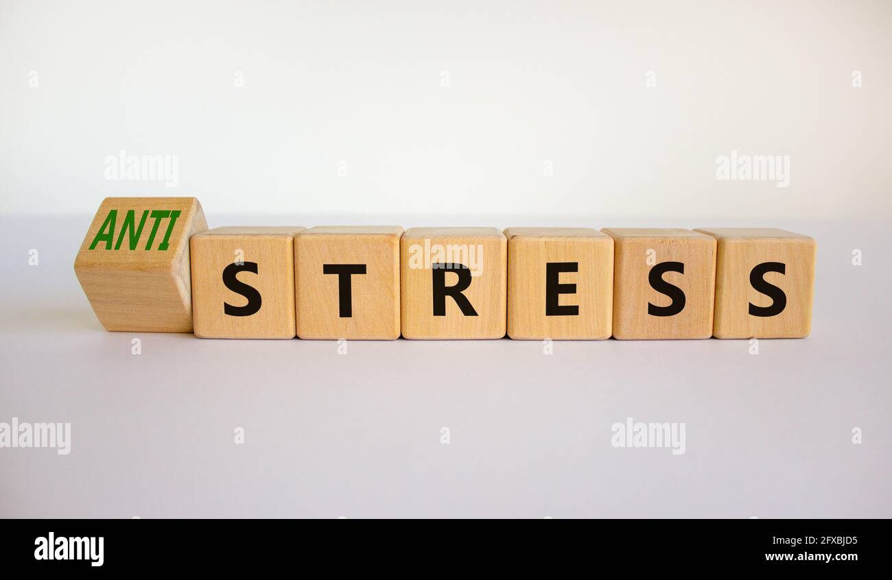 Antistress vs stress symbol. Turned cubes and changed the word stress ...