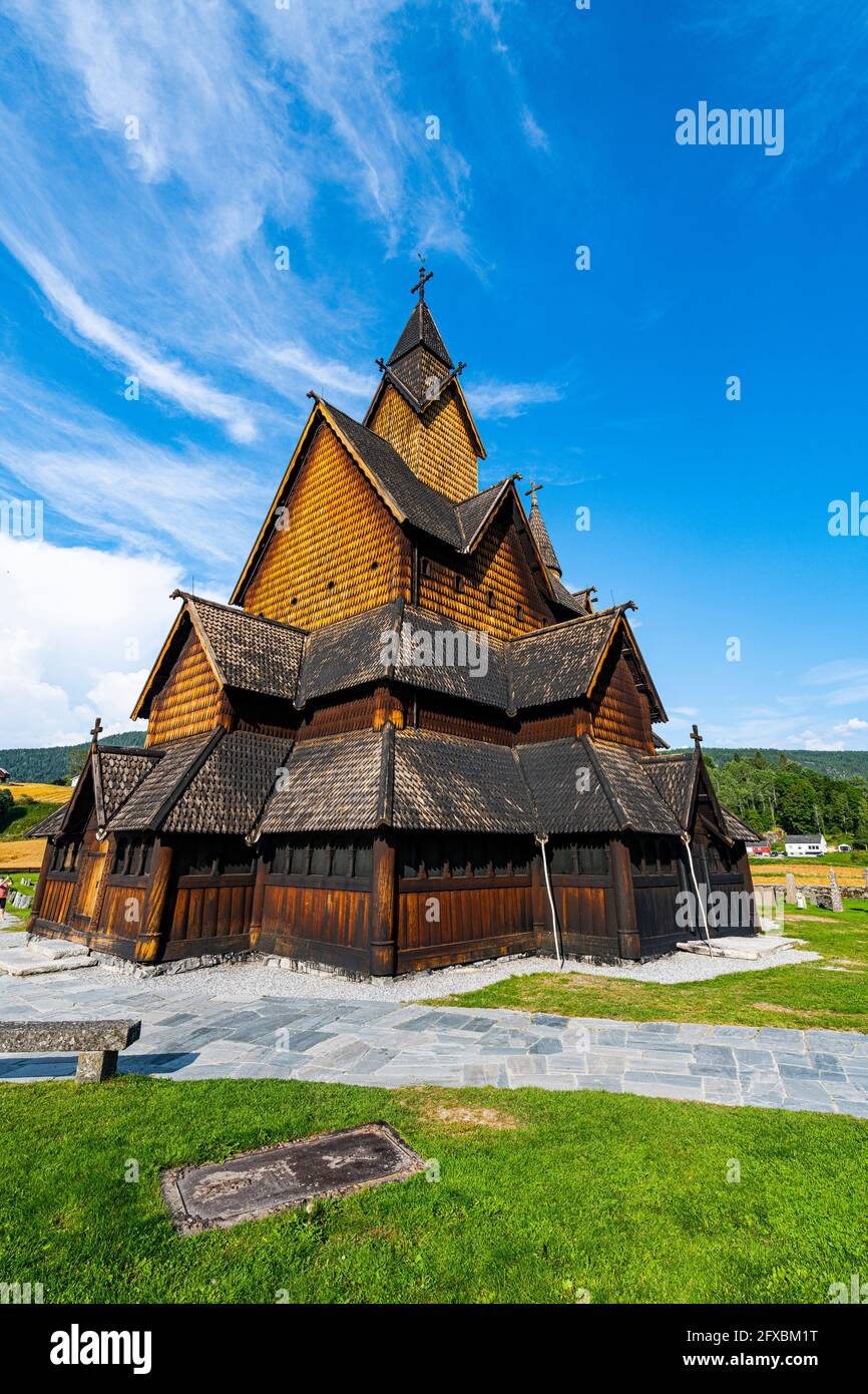 Norway, Notodden, Heddal, Exterior of Heddal Stave Church Stock Photo ...