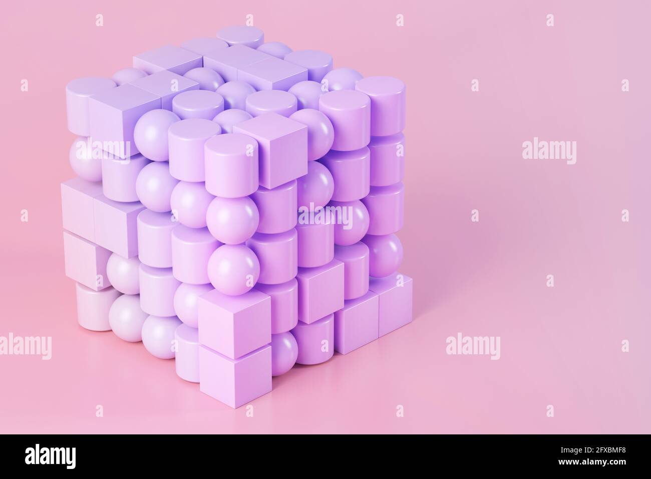 3D illustration of pink and purple cube arrangement out of different ...