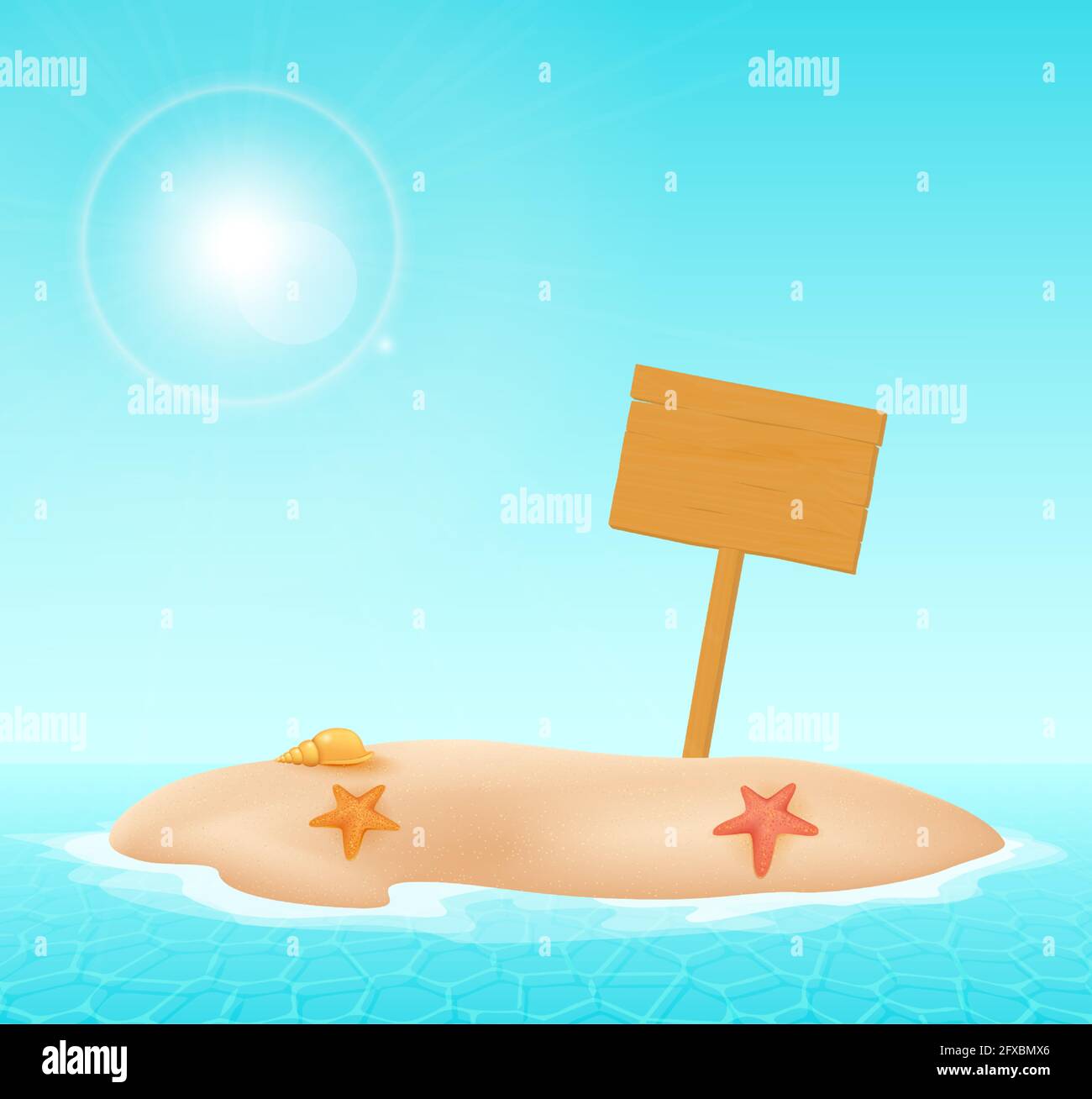 Beautiful sandy beach in hawaii Stock Vector Images - Alamy