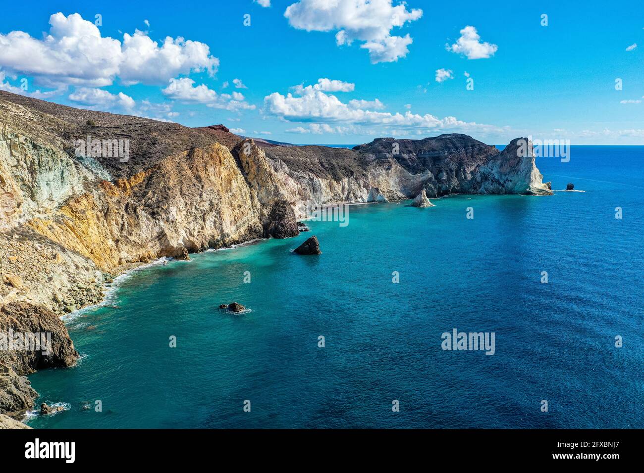 Greece, Santorini, Cliffs along blue sea Stock Photo - Alamy