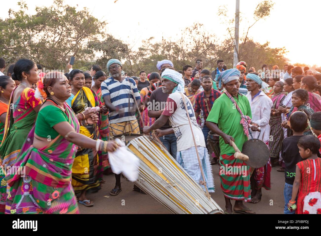 Santal tribal people celebrating an annual gathering. The festival ...