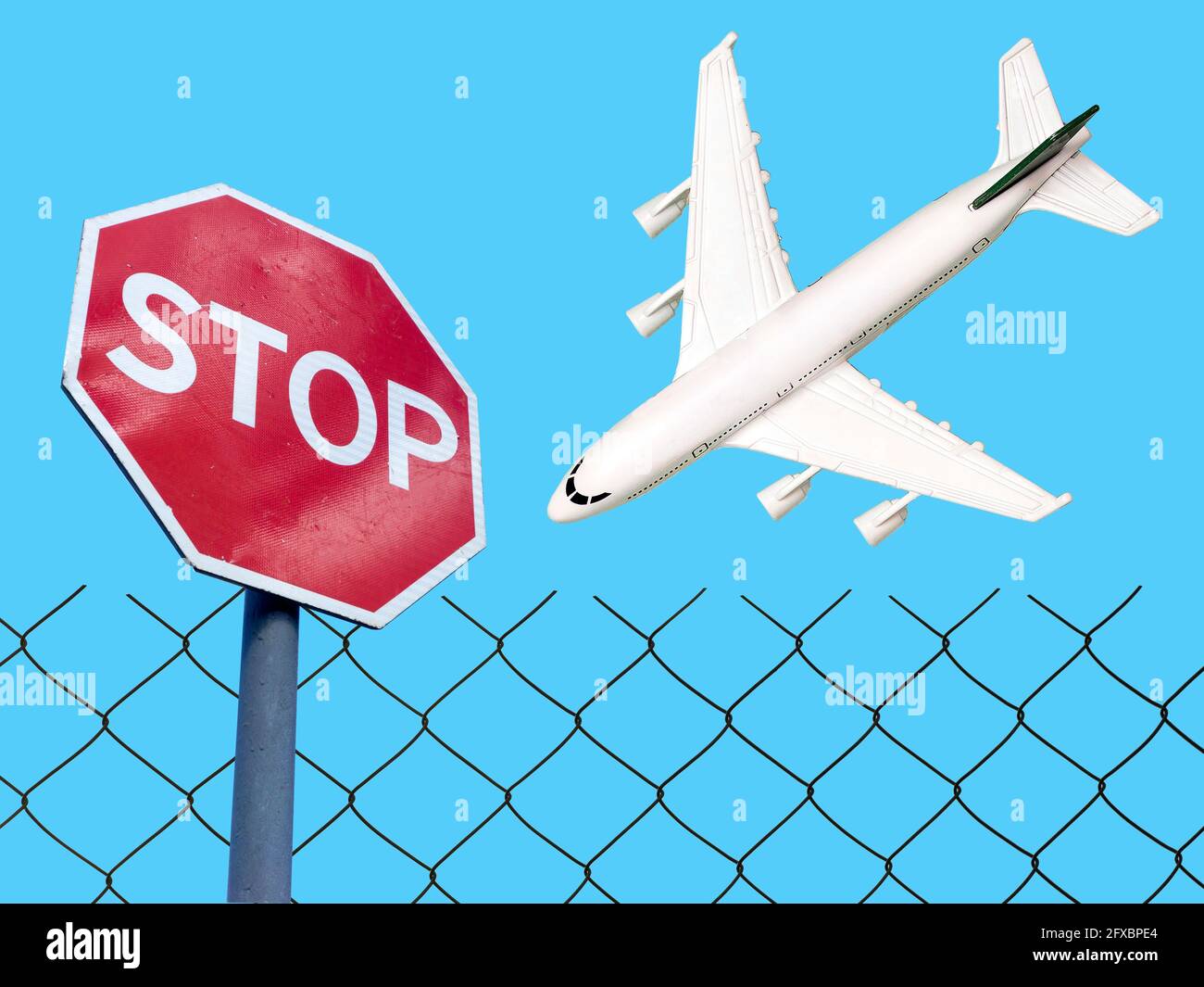 Flight ban and closed borders for tourists and travelers. No-fly zone ...