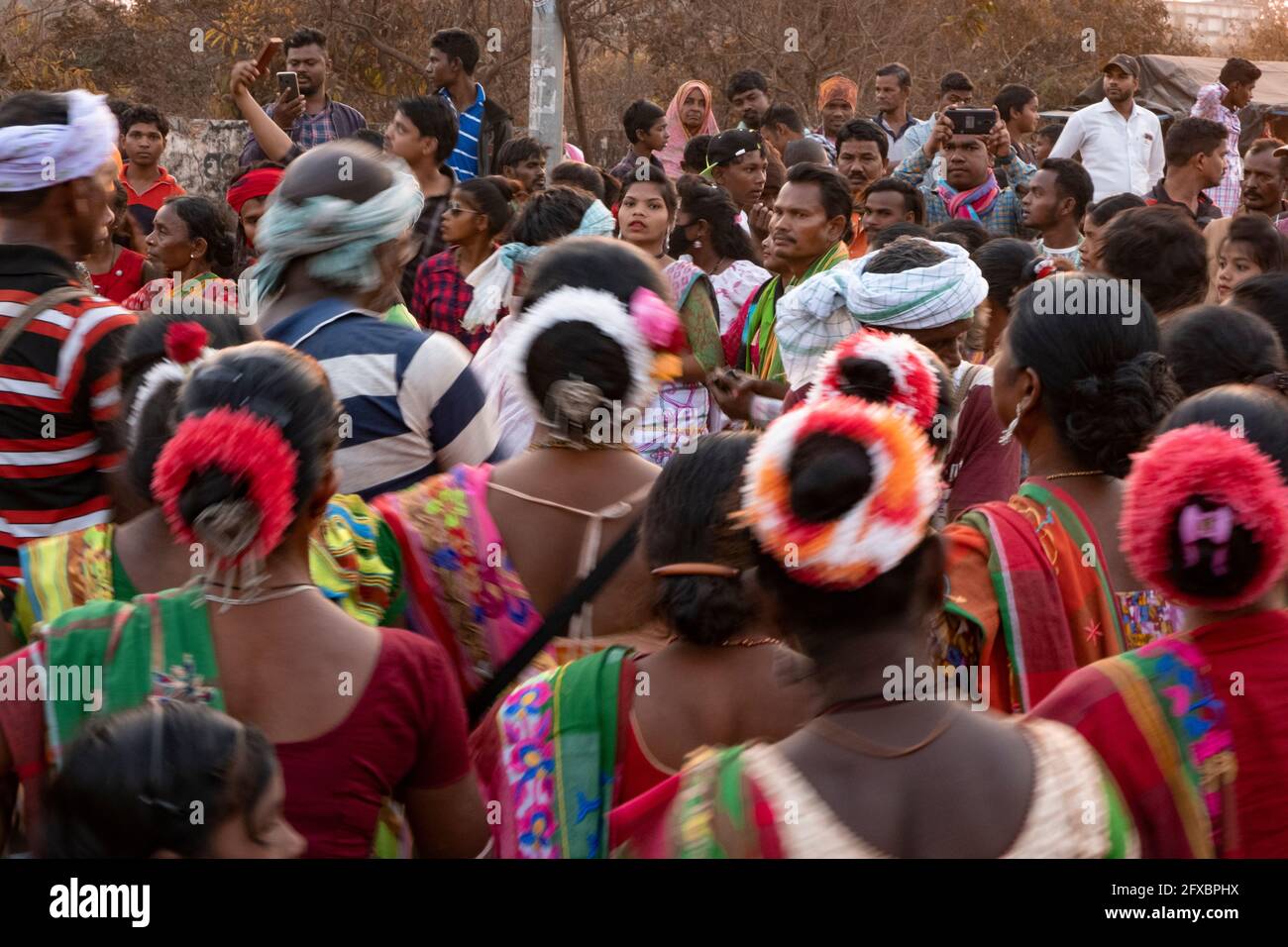 Santal tribal people celebrating an annual gathering. The festival ...