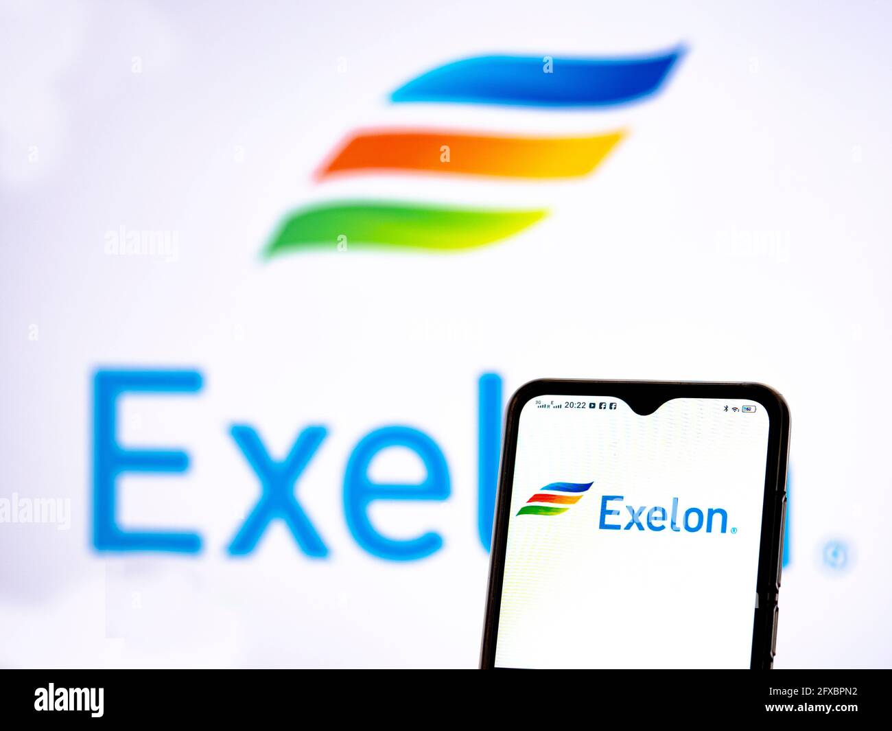 In this photo illustration, an Exelon Corporation logo seen displayed ...