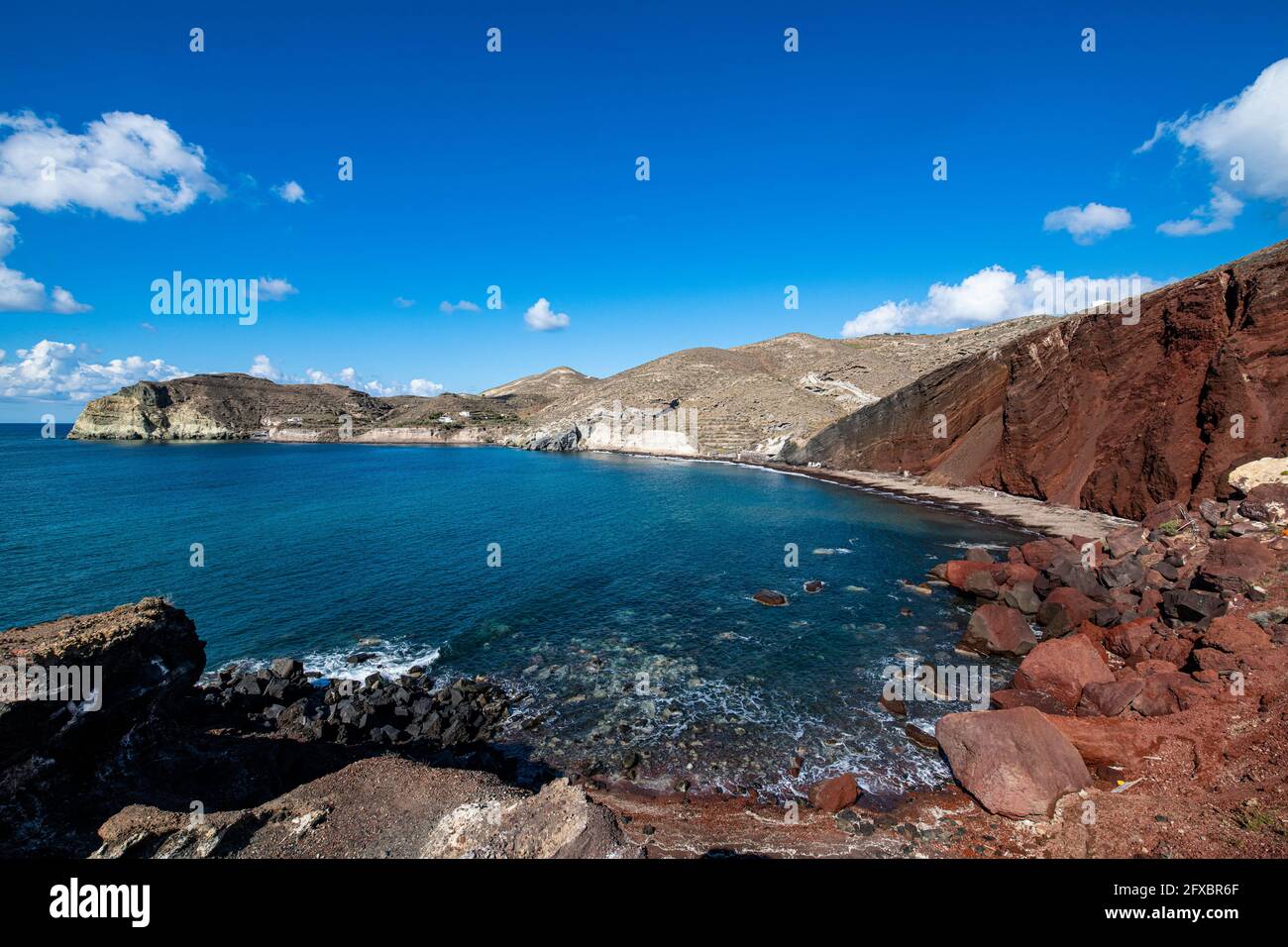 Greece, Santorini, Volcanic landscape of Red Beach Stock Photo - Alamy