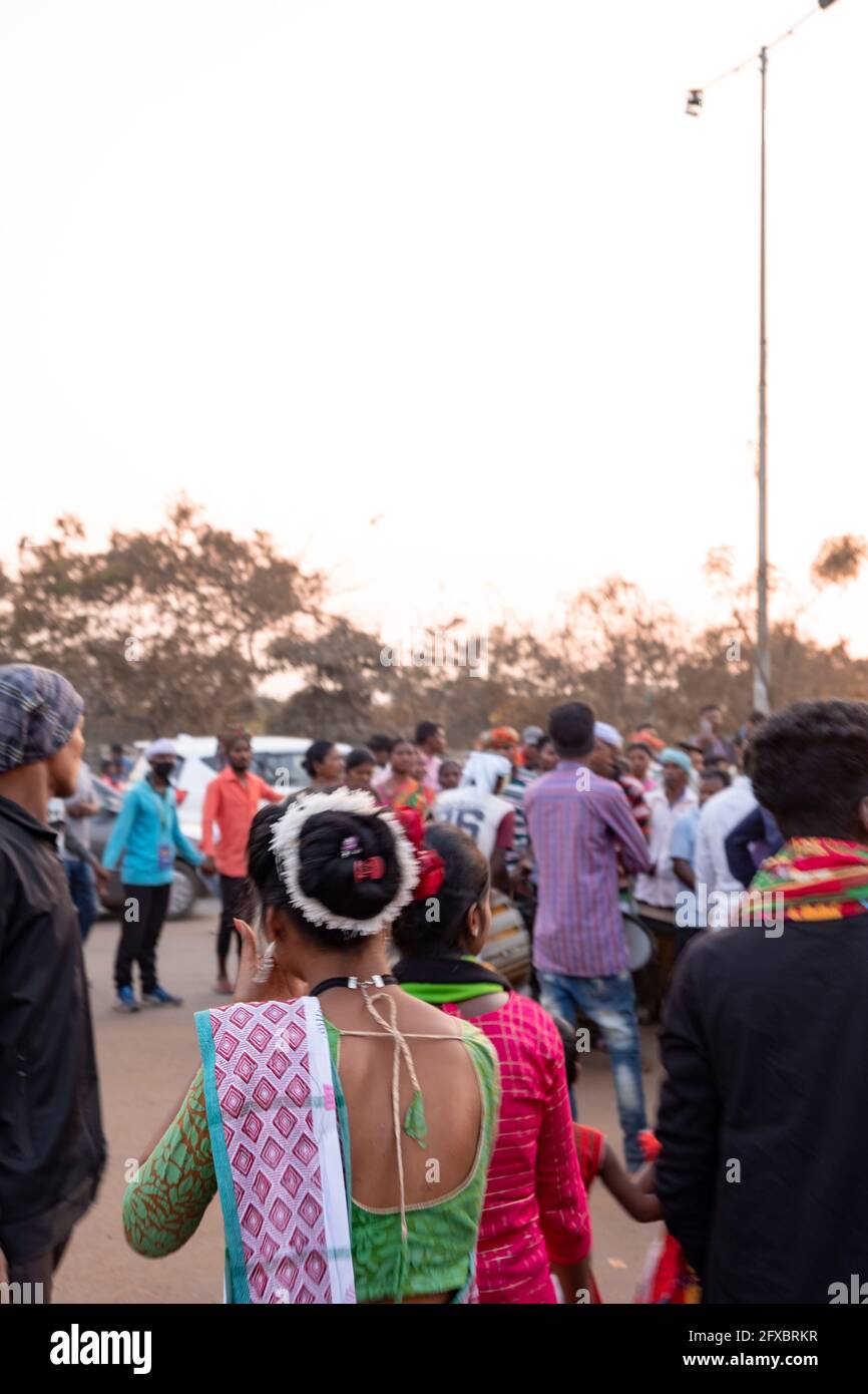 Santal tribal people celebrating an annual gathering. The festival ...