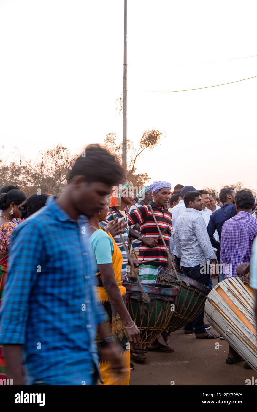 Santal tribal people celebrating an annual gathering. The festival ...