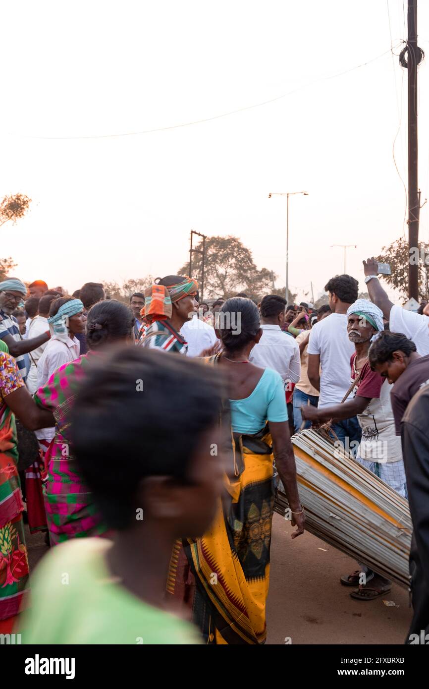 Santal tribal people celebrating an annual gathering. The festival ...