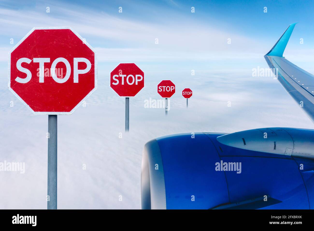 Flight ban and closed borders for tourists and travelers. No-fly zone ...