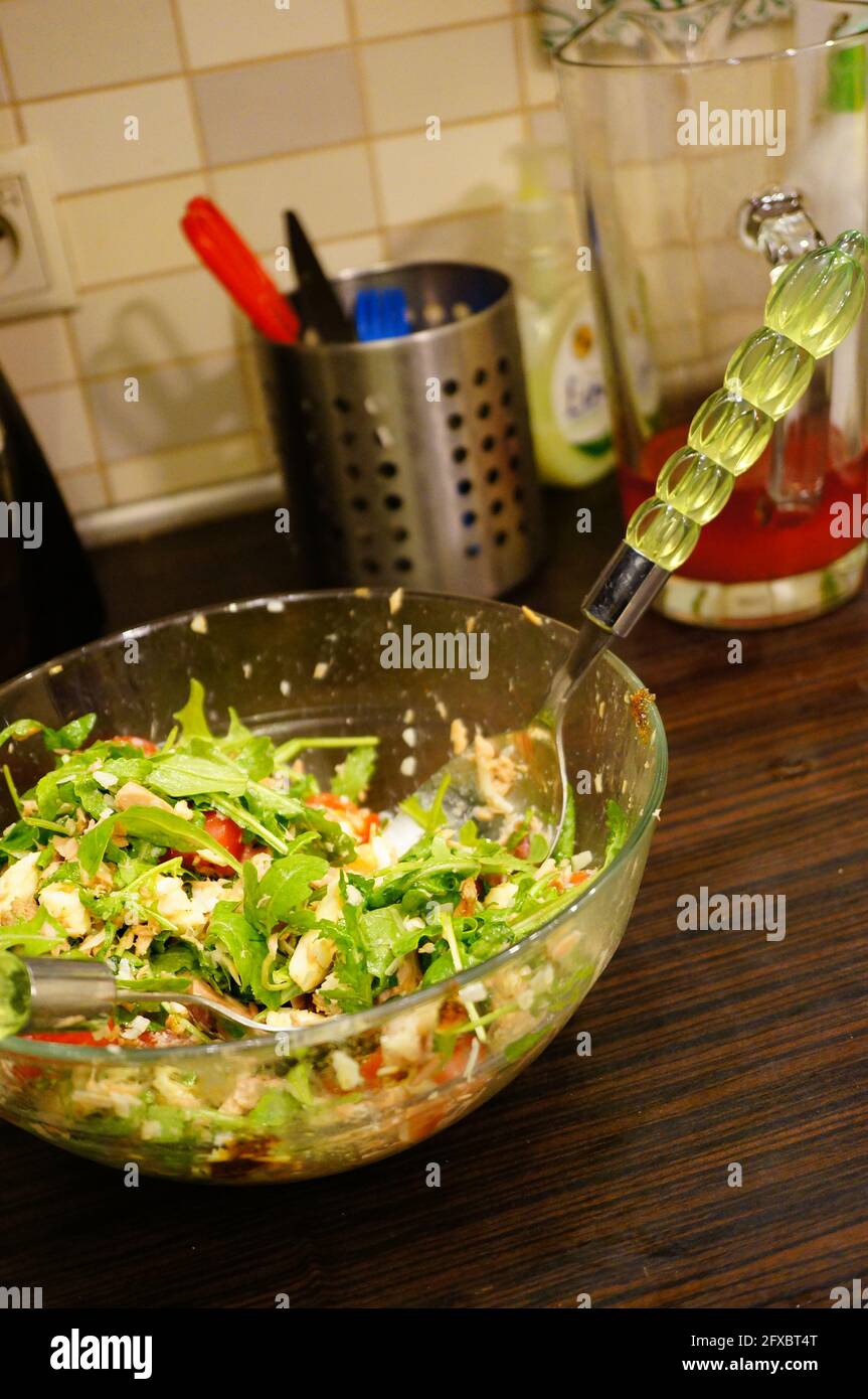Fresh salad in a glass bo Stock Photo - Alamy