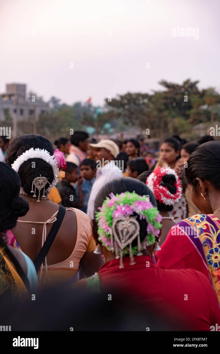 Santal tribal people celebrating an annual gathering. The festival ...