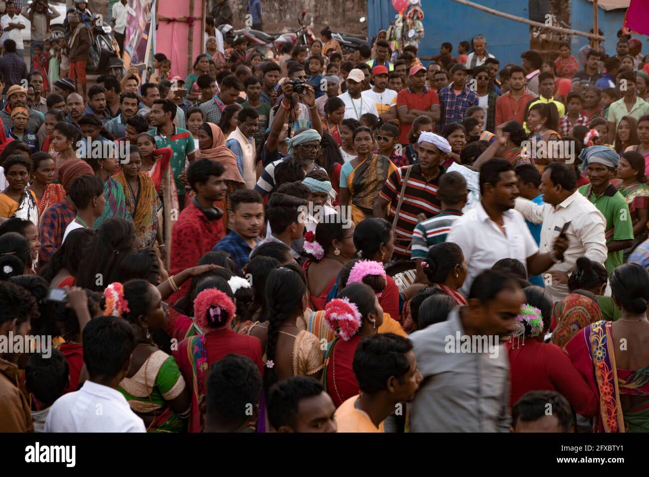 Santal tribal people celebrating an annual gathering. The festival ...