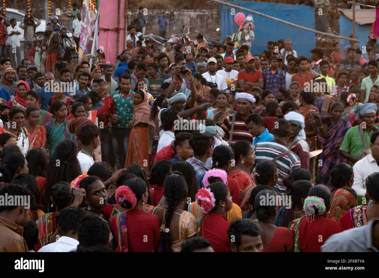 Santal tribal people celebrating an annual gathering. The festival ...