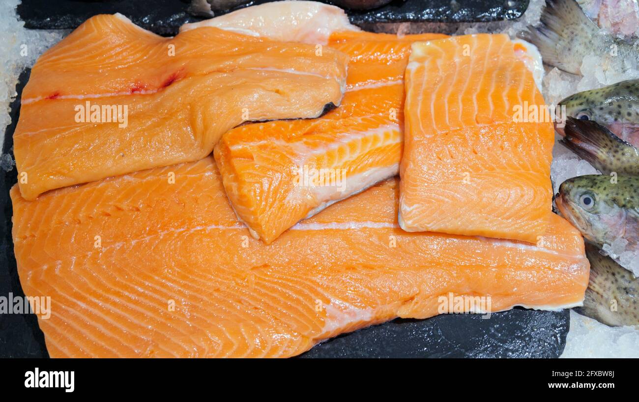 trout fillet close-up. chilled fish Stock Photo - Alamy