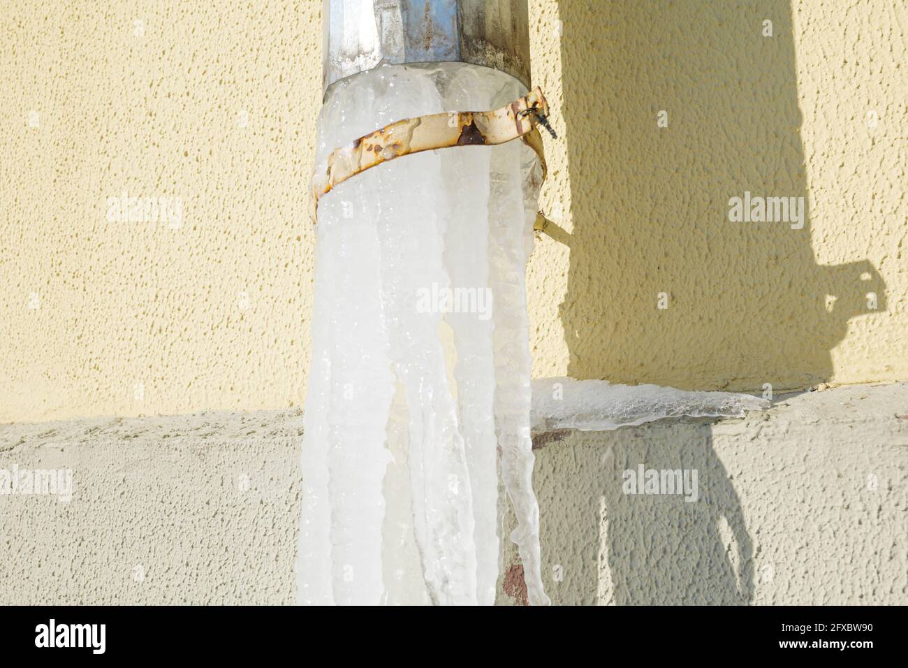 large icicle on a light background close-up Stock Photo - Alamy
