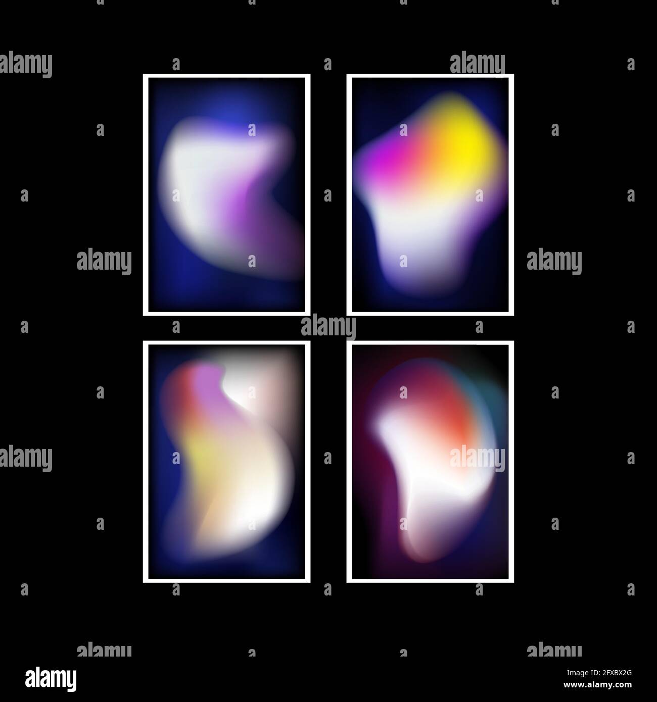 Set of four Bright Gradient Templates. Blur Colorful Shapes. Vector ...