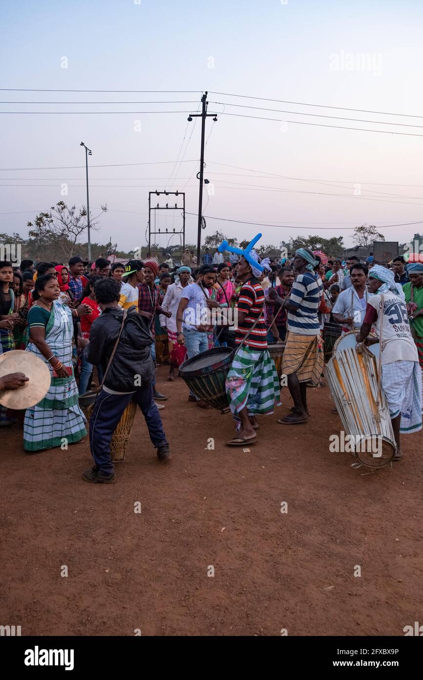 Santal tribal people celebrating an annual gathering. The festival ...