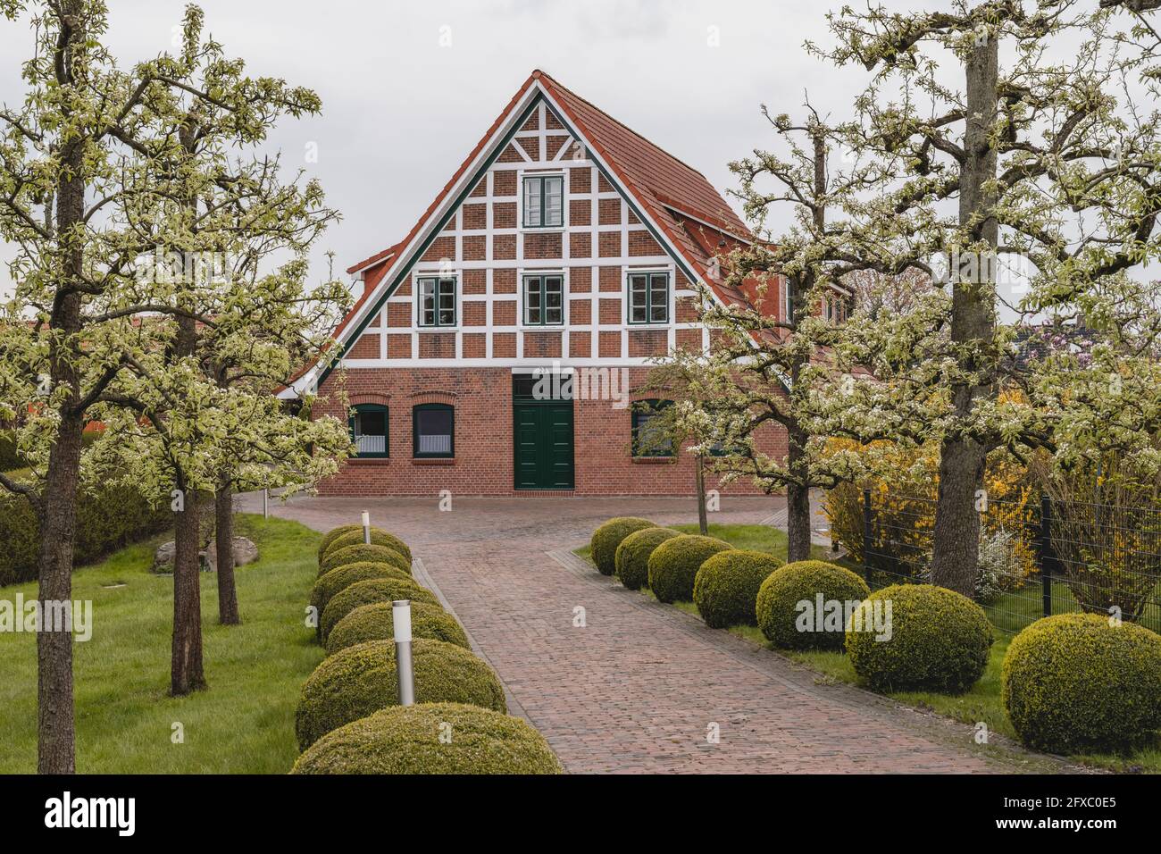 Germany, Altes Land, Half timbered house in spring Stock Photo - Alamy