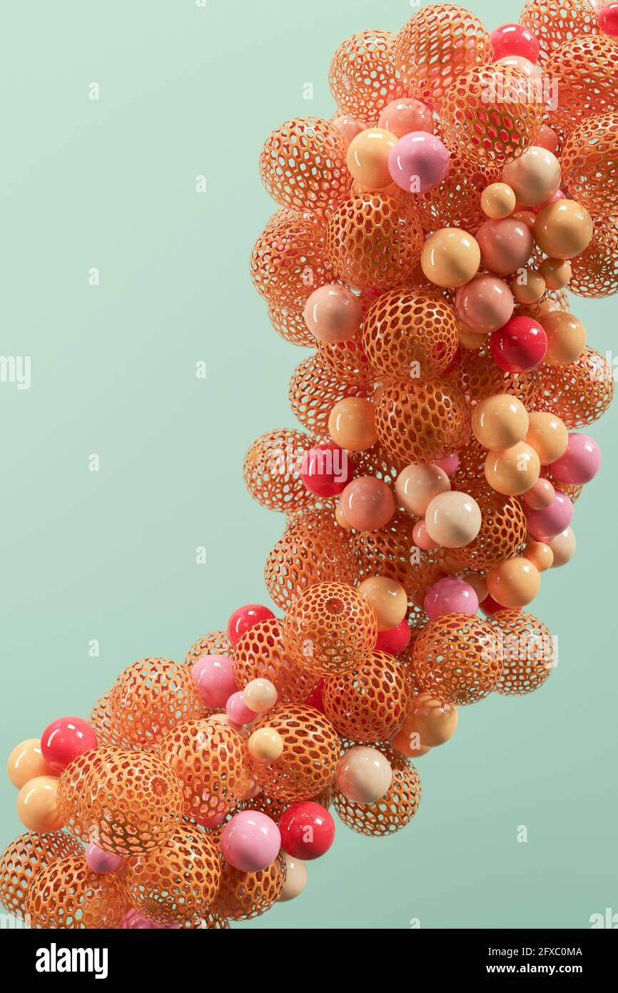 Three dimensional render of various connected spheres Stock Photo - Alamy