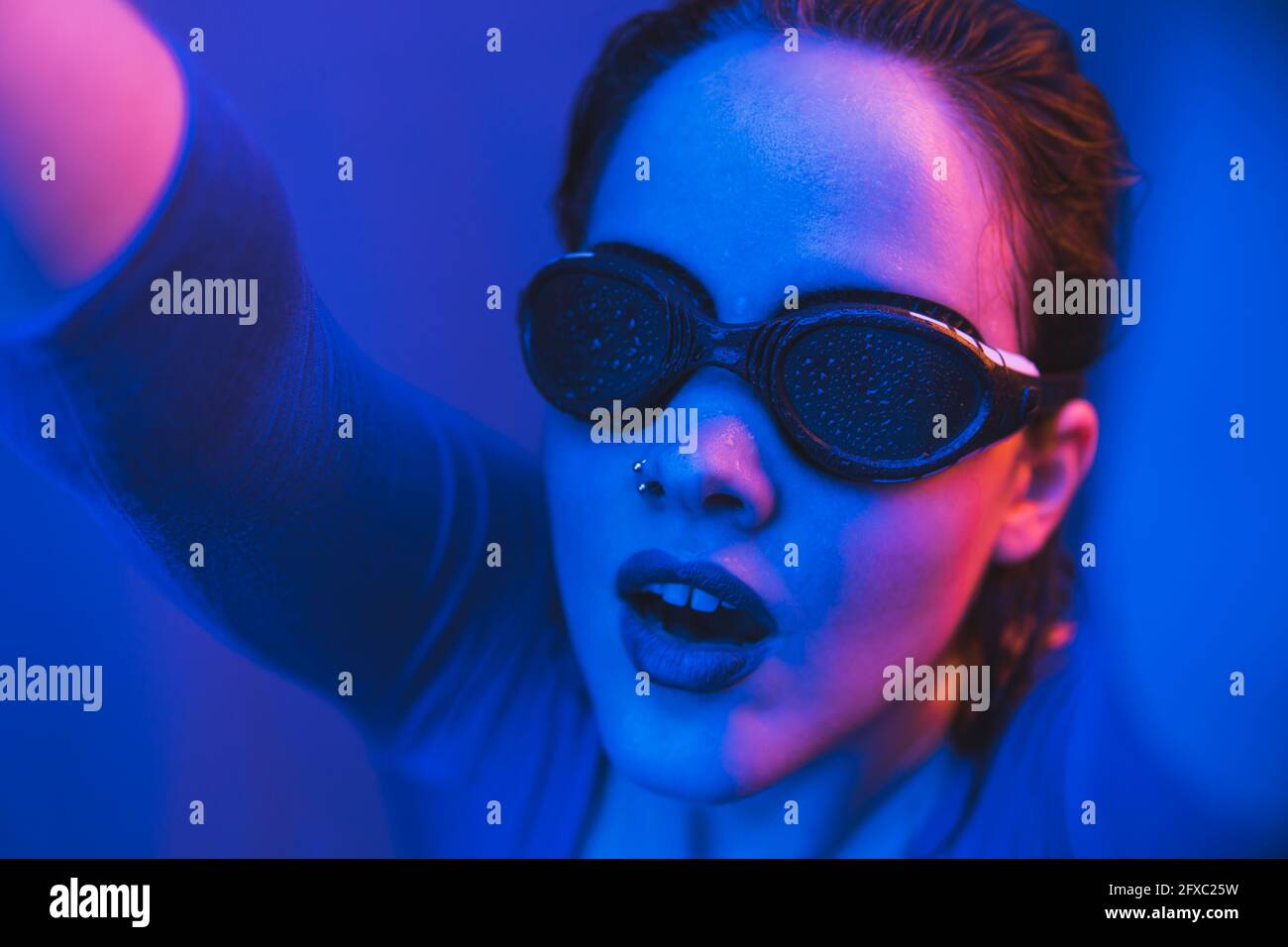 Face with goggles hi-res stock photography and images - Alamy