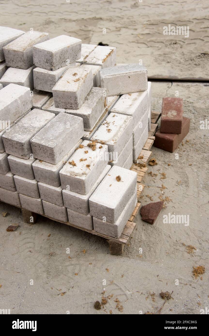 Street bricks on sand Stock Photo - Alamy