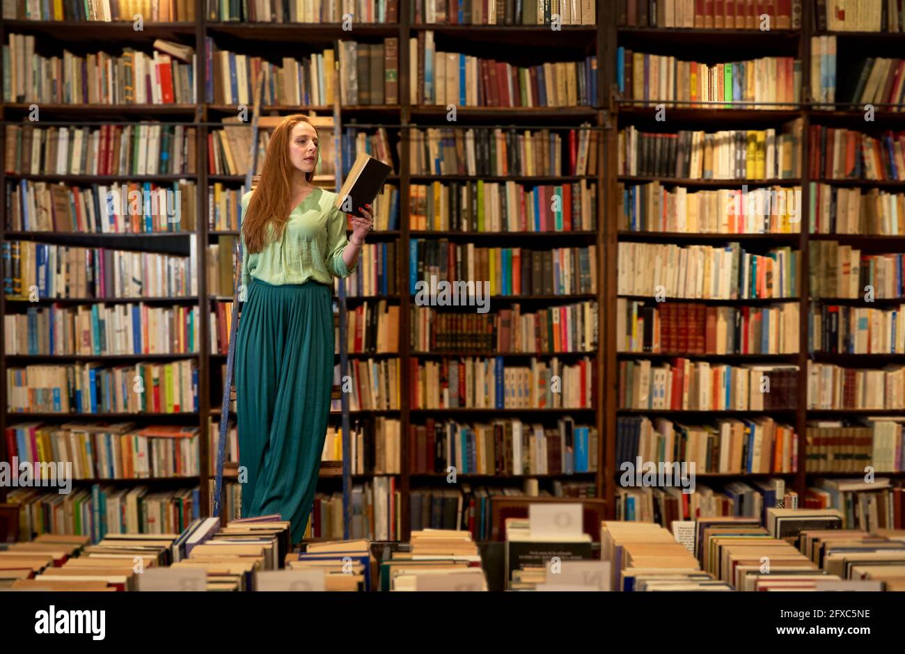 Woman climbing a ladder hi-res stock photography and images - Alamy