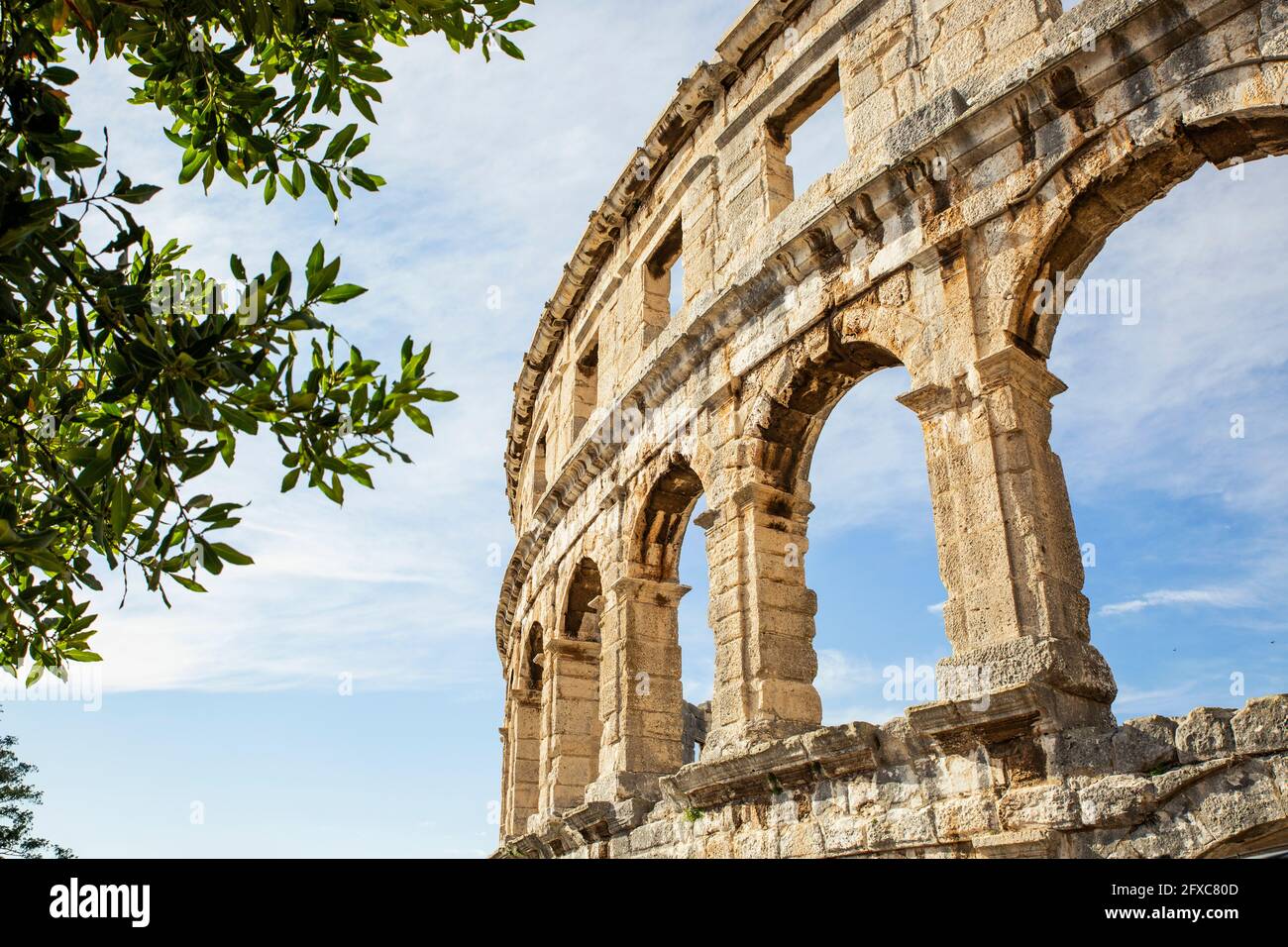 Croatia, Istria County, Pula, Exterior of Pula Arena amphitheater Stock ...