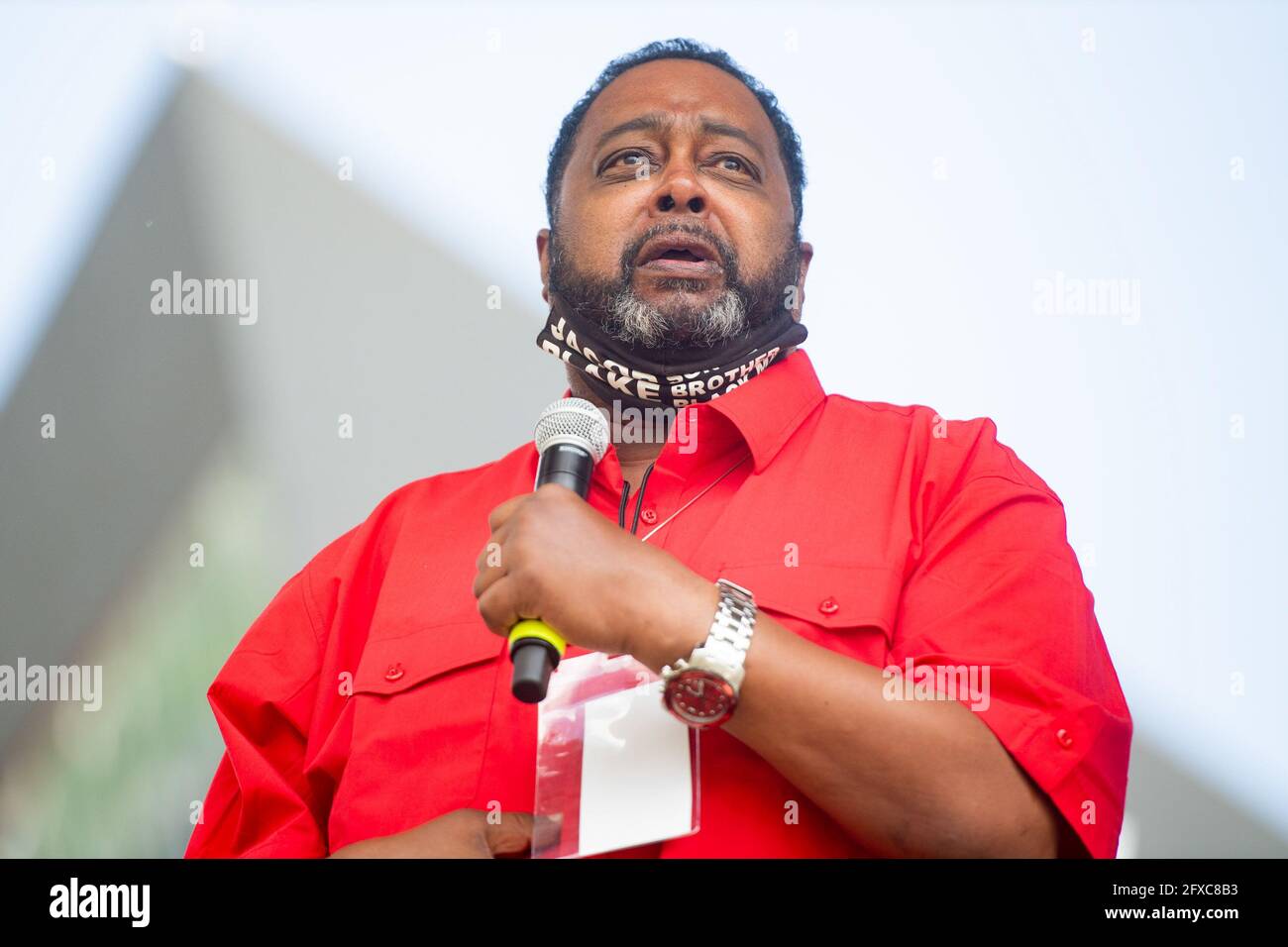 Jacob Blake Sr, the father of Jacob Blake Jr speaks at Commons Park ...