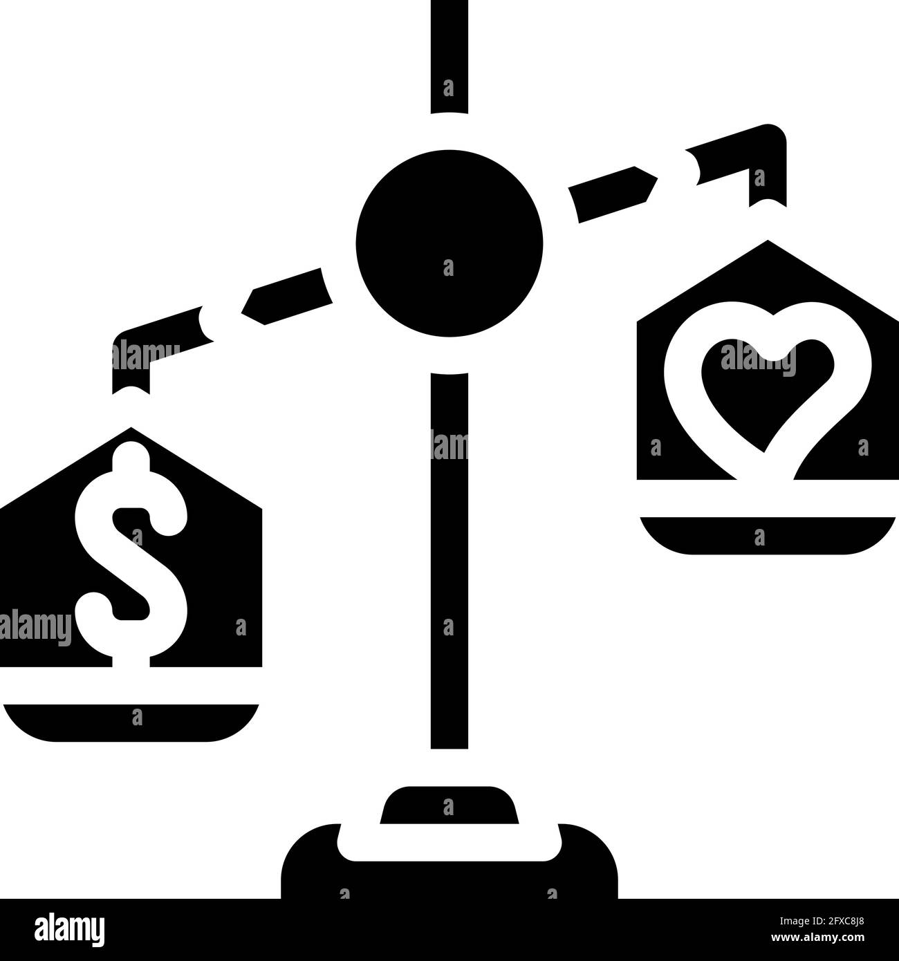 choosing between conscience and money glyph icon vector illustration ...
