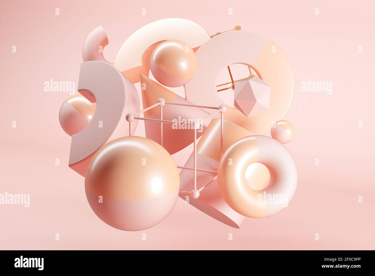 3D illustration of floating geometric shapes Stock Photo - Alamy