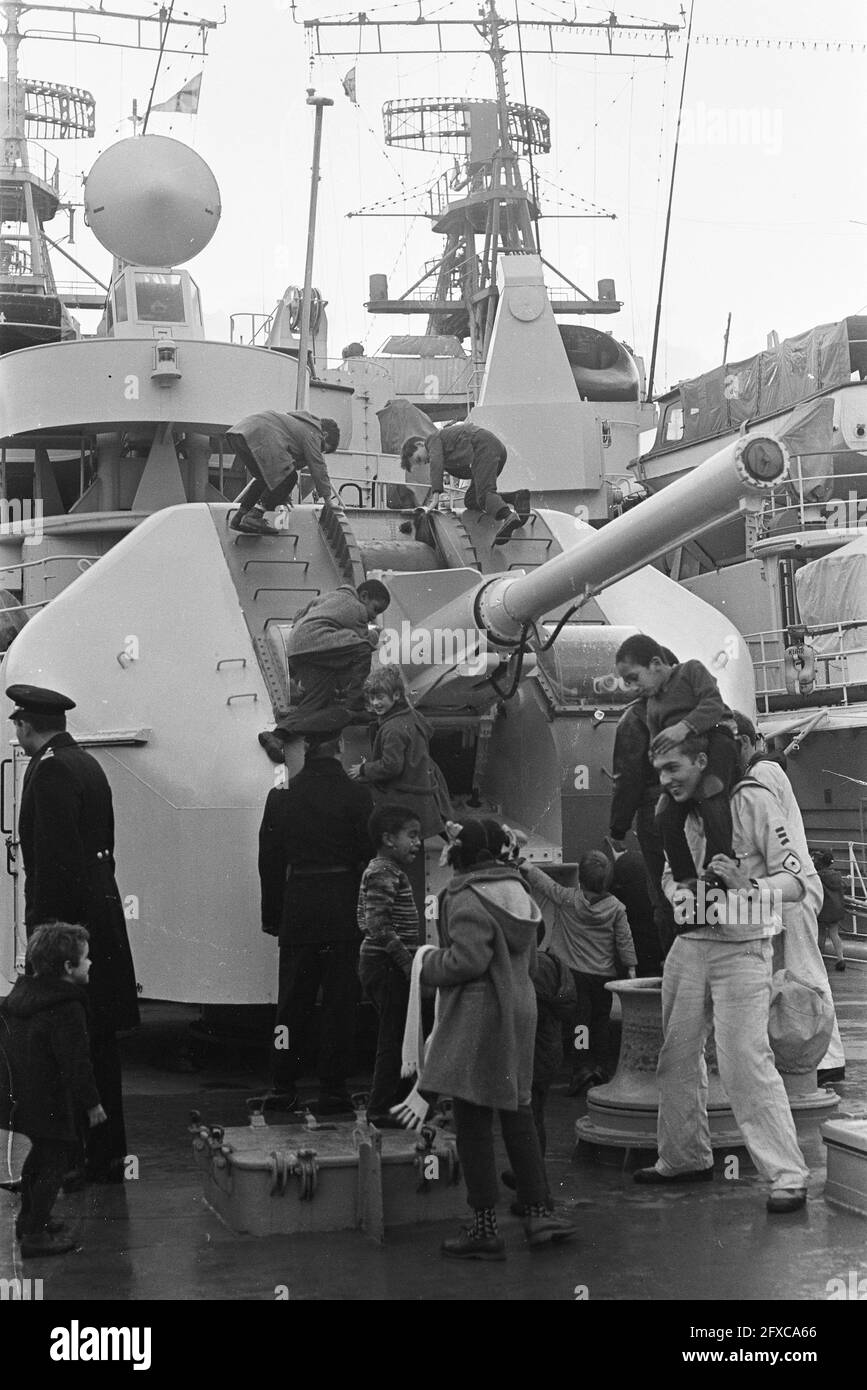 Children visiting German training ships in Amsterdam, 29 November 1967 ...