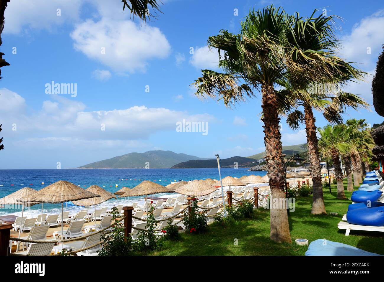 The beach with sand at luxury hotel, Bodrum, Turkey Stock Photo - Alamy