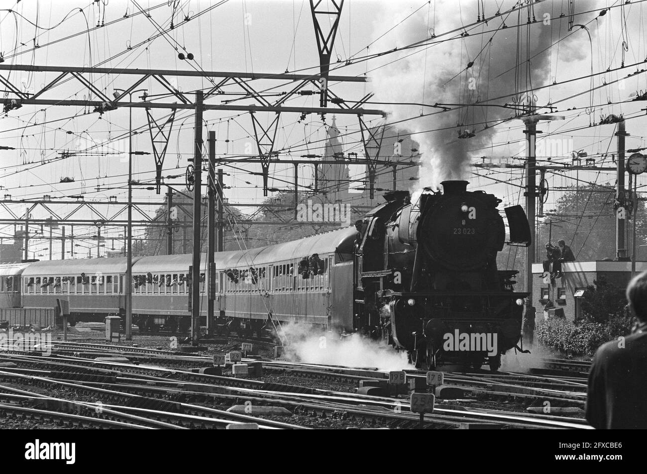 National Steam Train Day: old steam locomotive with train departs from ...