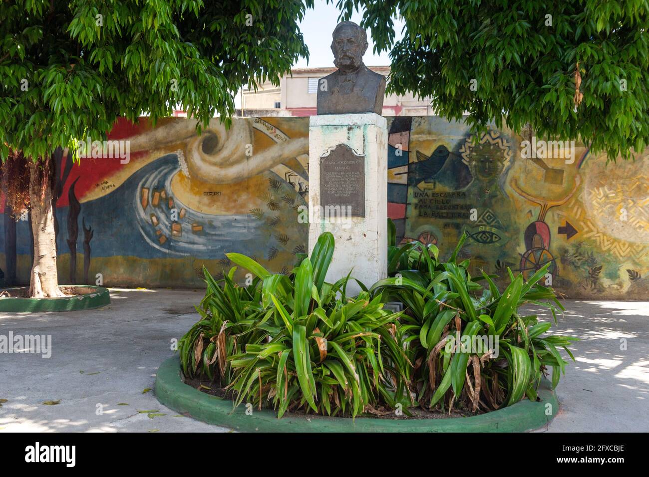 Bust of Carlos Juan Finlay in the Parque Barnada in Santiago de Cuba ...