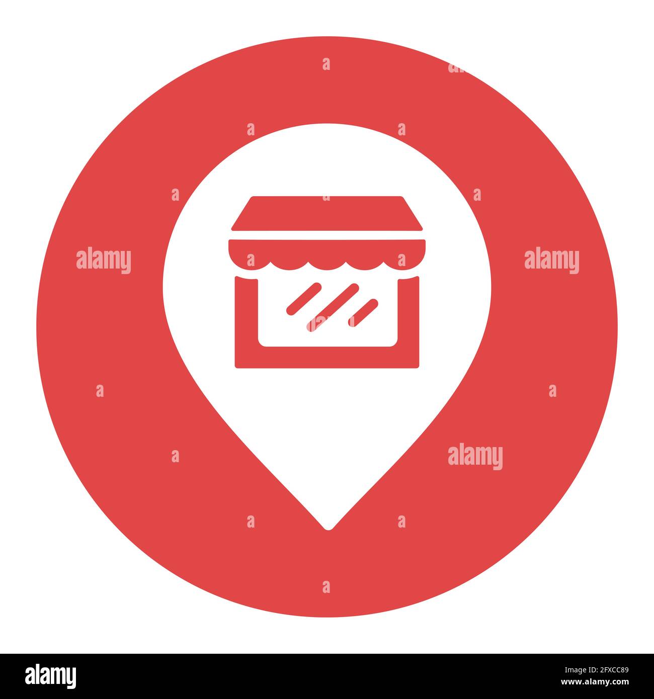 Supermarket store front pin map white glyph icon. E-commerce sign ...