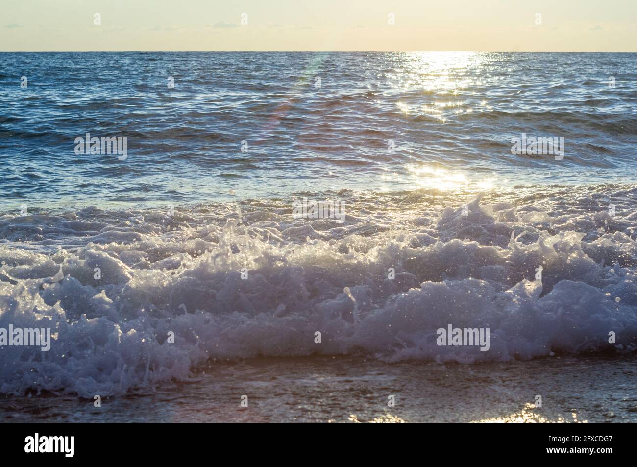 Summer sea sunset, the sun, waves and clouds, beautiful dramatic ...