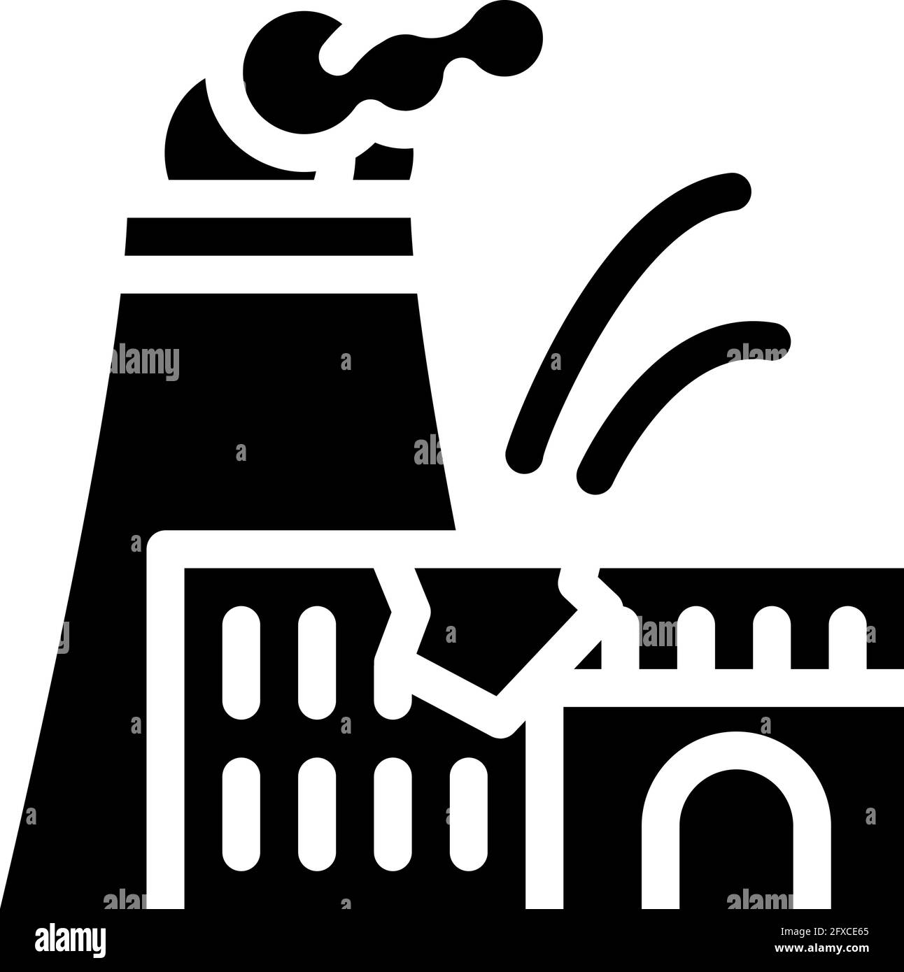 explosion at nuclear power plant disaster glyph icon vector ...