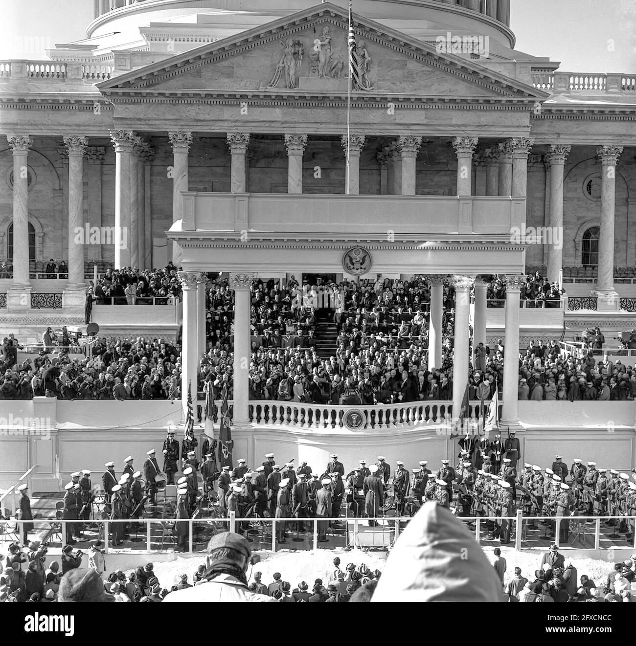 John F. Kennedy is sworn in as President at the United States Capitol ...