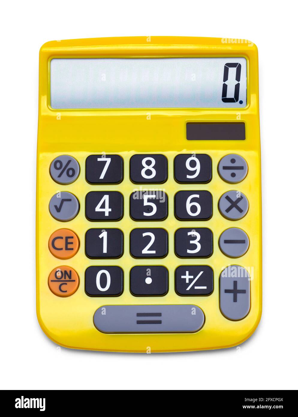 Large Yellow Push Button Calculator Cut Out Stock Photo - Alamy