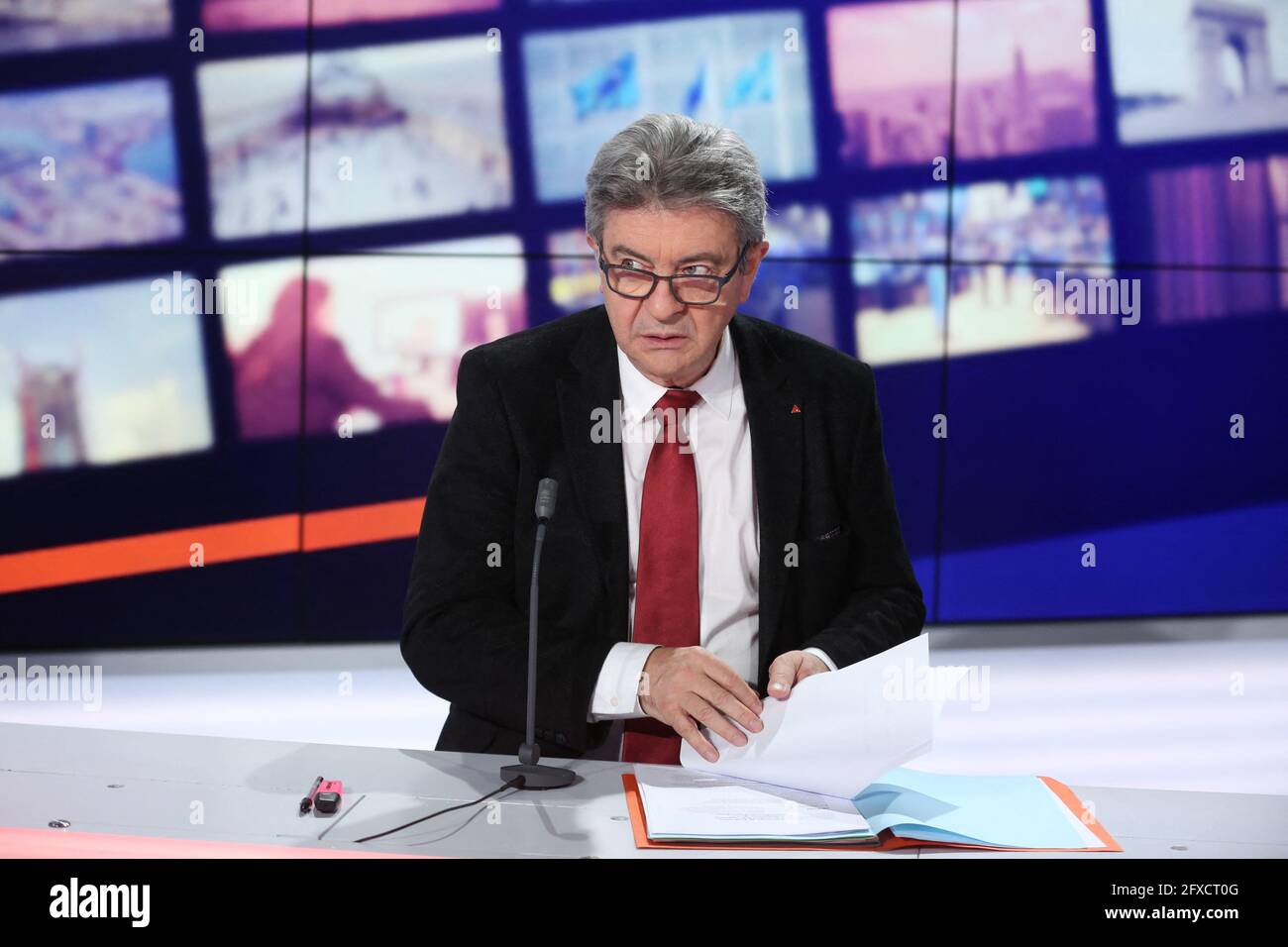 Exclusive - Jean-Luc Melenchon appears for an interview at BFM Business ...