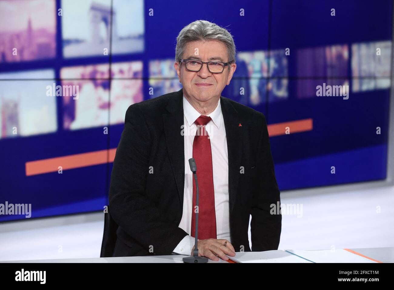 Exclusive - Jean-Luc Melenchon appears for an interview at BFM Business ...