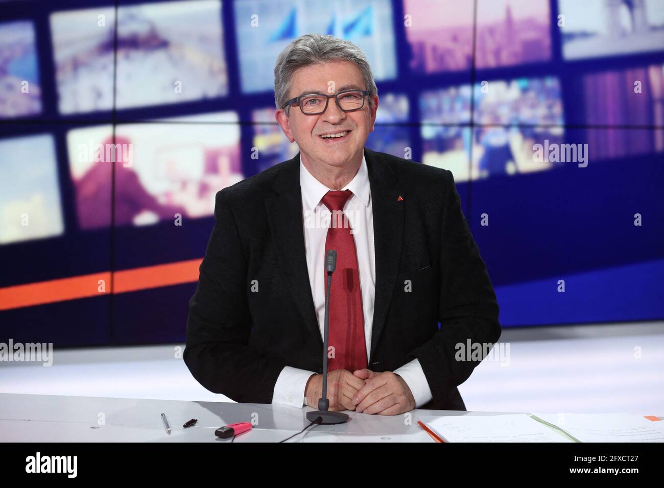 Exclusive - Jean-Luc Melenchon appears for an interview at BFM Business ...
