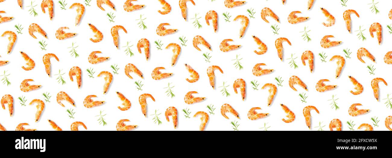 Tiger shrimp. Seafood background made from Prawns isolated on a white ...