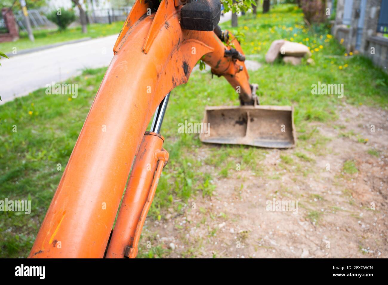 Excavator bucket. Top view of the bucket Stock Photo - Alamy
