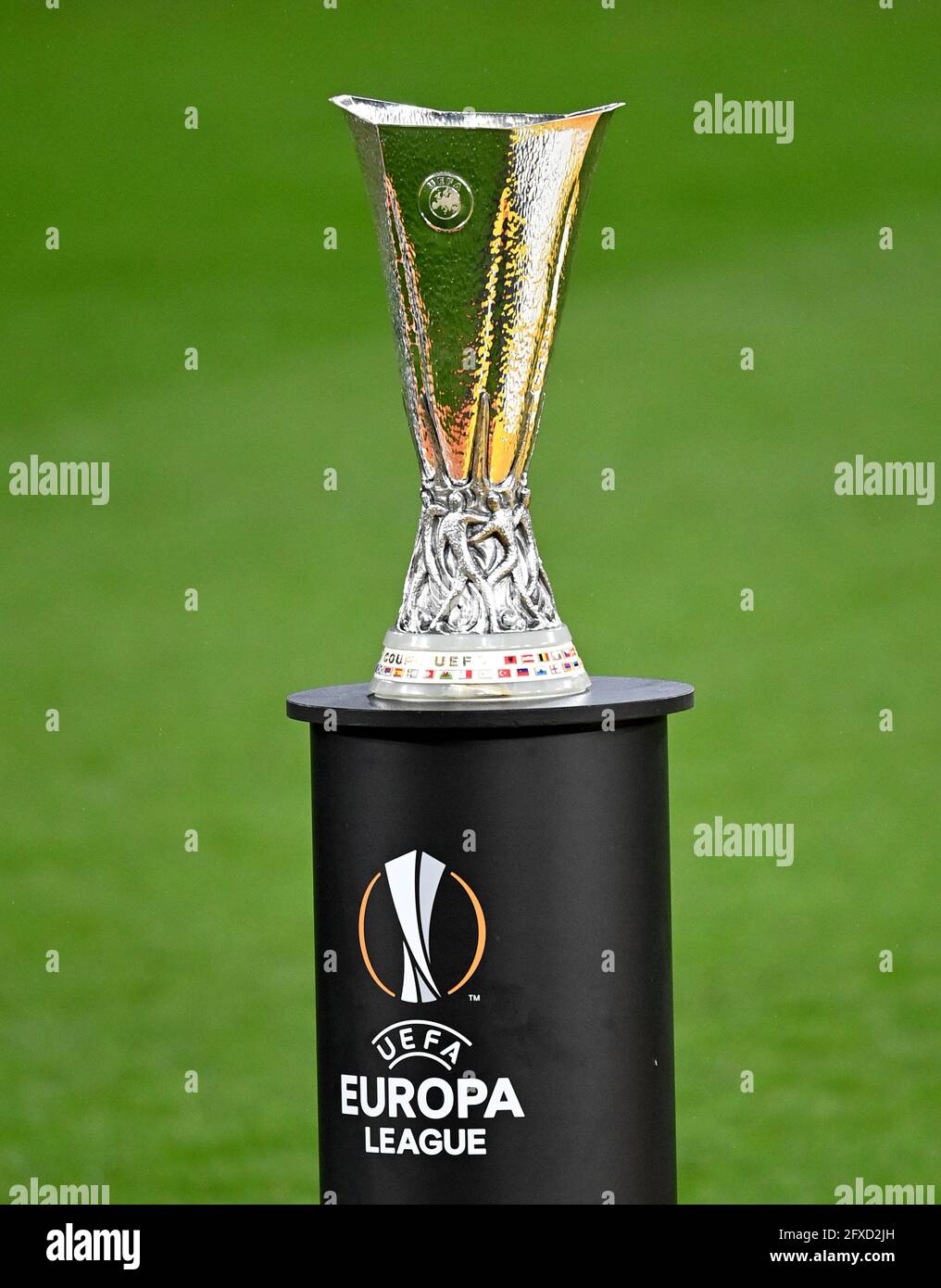 A general view of the UEFA Europa League Trophy after the UEFA Europa ...