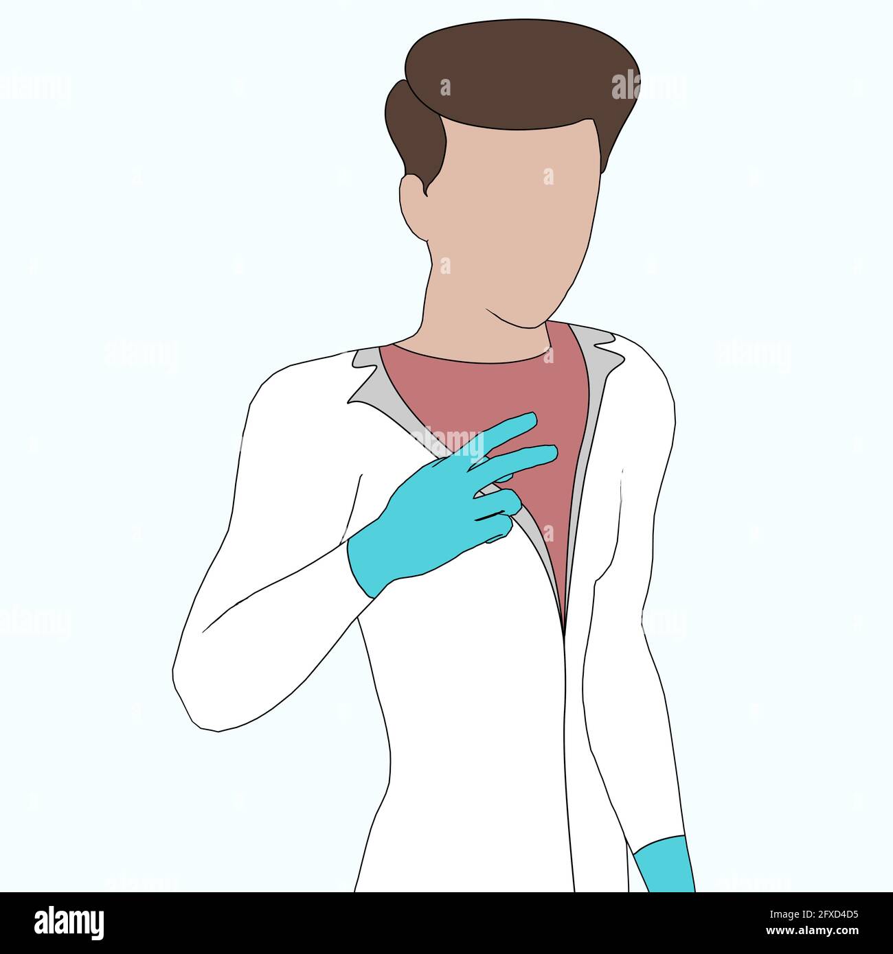 Vertical digital illustration of a male doctor isolated on a white ...