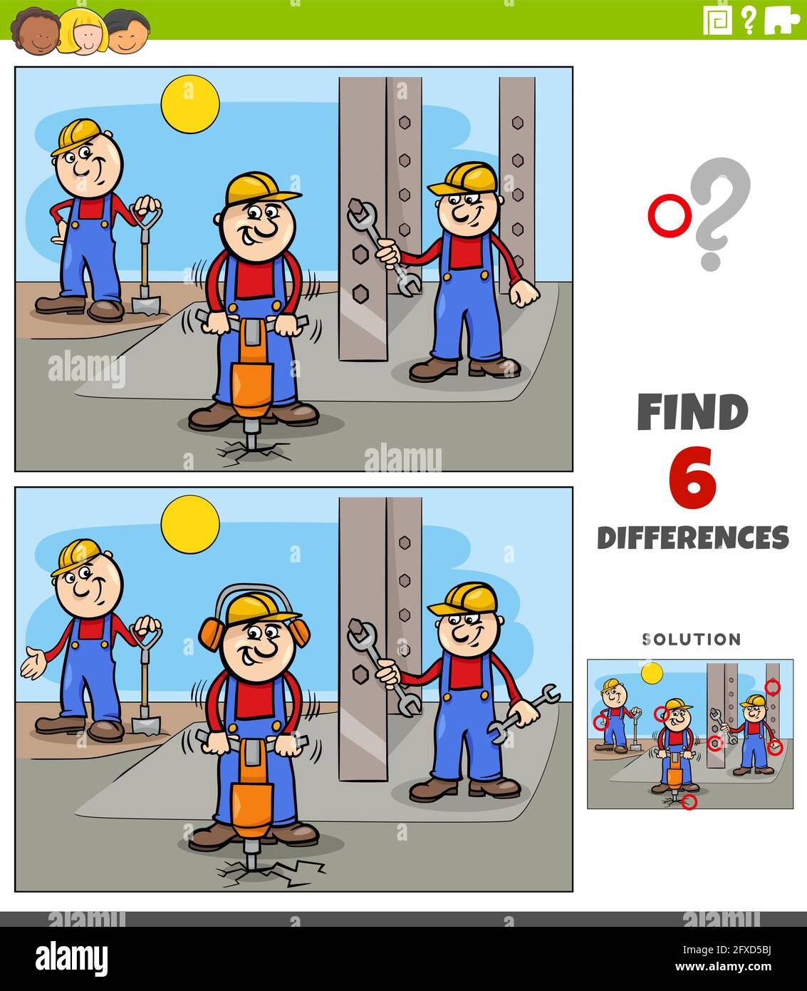 Cartoon illustration of finding the differences between pictures ...