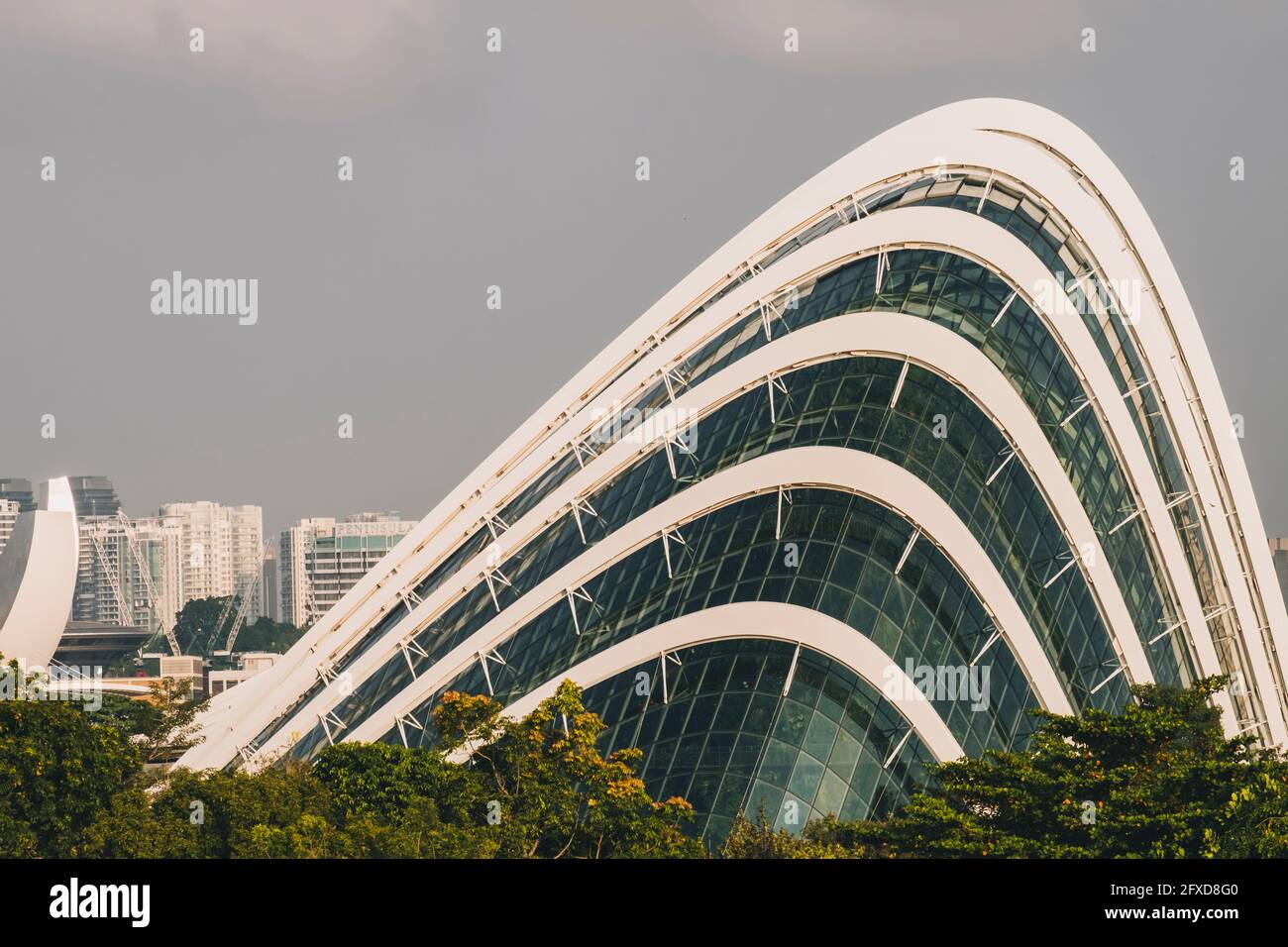 Flower dome greenhouse building by the Gardens by the Bay during ...