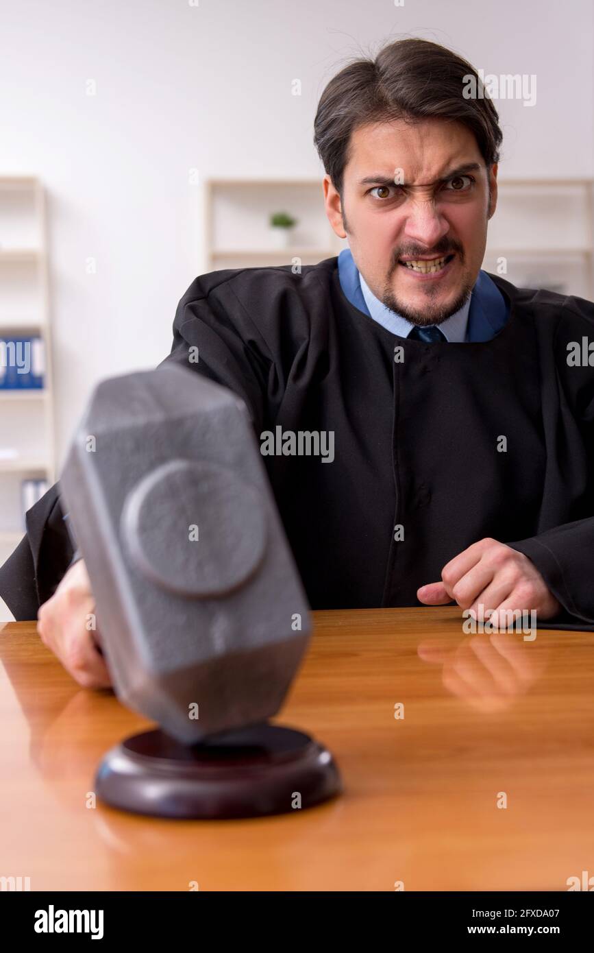 Young judge working in the courtroom Stock Photo - Alamy